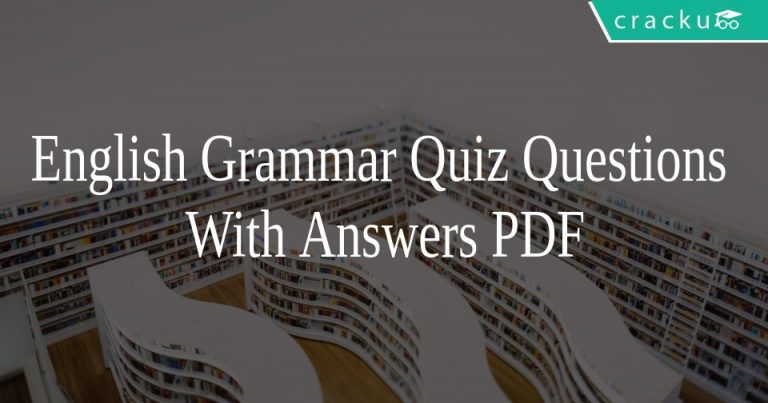 English Grammar Quiz Questions With Answers PDF - Cracku