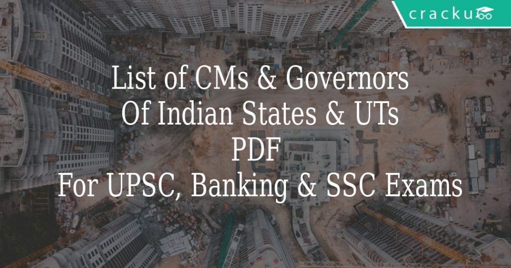 List Of CMs & Governors Of Indian States & UTs - Cracku