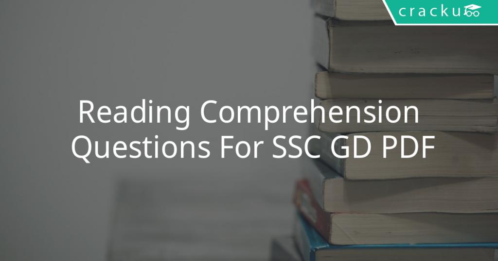 Reading Comprehension Questions For SSC GD PDF - Cracku