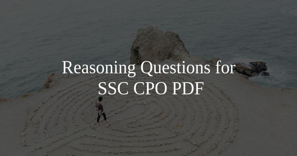 Reasoning Questions for SSC CPO PDF - Cracku