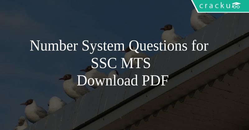 Number System Questions for SSC MTS PDF - Cracku