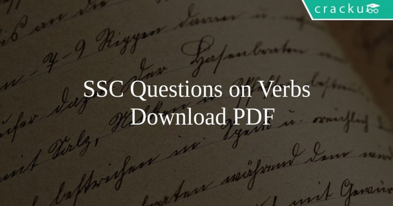 SSC Questions on Verbs PDF - Cracku