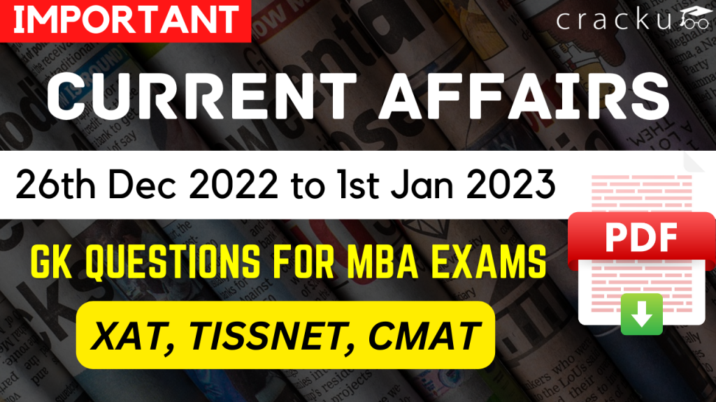 Weekly Important Current Affairs questions (26th Dec 2022 to 1st Jan ...