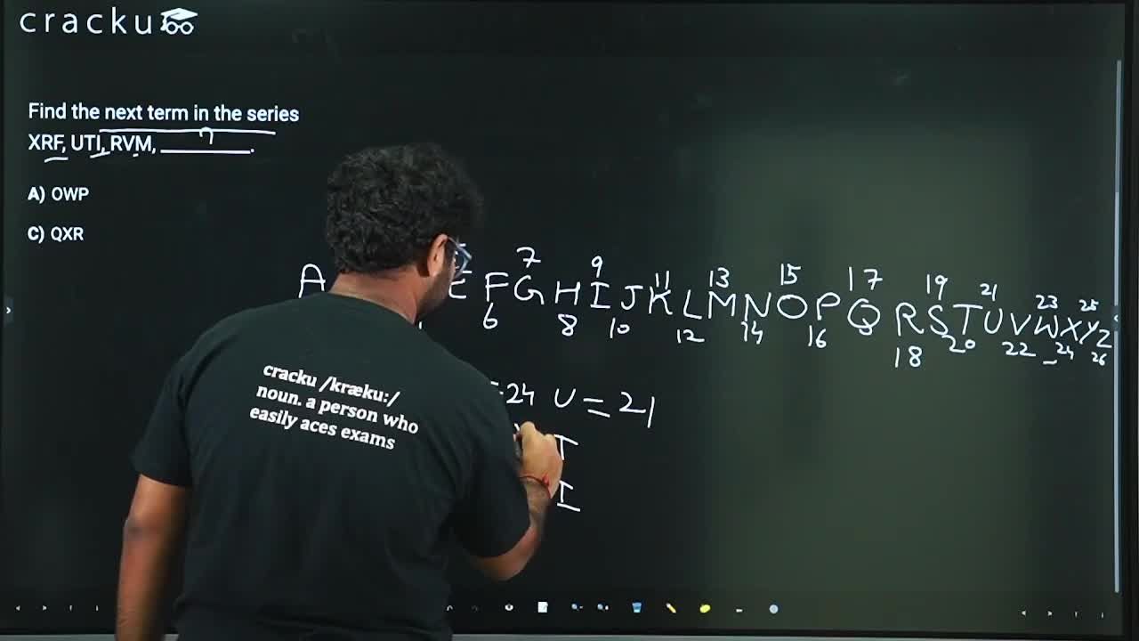 [Video] Find the next term in the series XRF, UTI, RVM ...