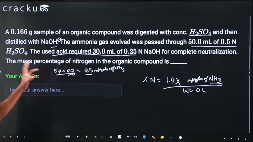 [Video] A 0.166 g sample of an organic compound was digested with conc ...