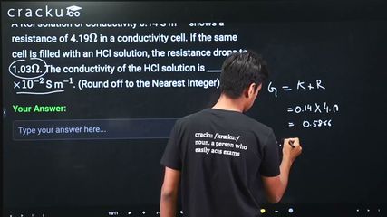 [Video] A KCl solution of conductivity 0.14 S m^{-1} shows a resistance ...
