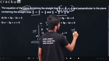 [Video] The equation of the plane containing the straight line \\frac{x ...