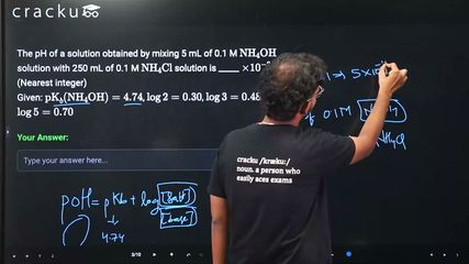 [Video] The pH of a solution obtained by mixing 5 mL of 0.1 M \\text{NH ...